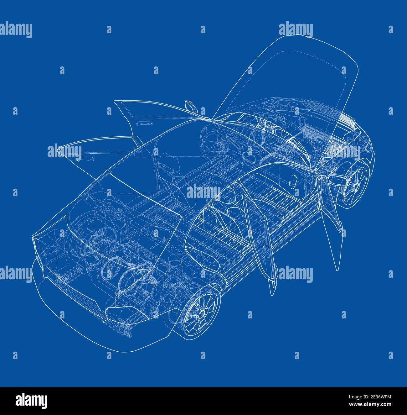 Electric Car With Chassis. Vector rendering of 3d Stock Vector Image ...