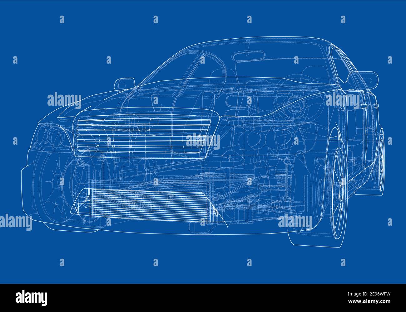 Electric Car With Chassis. Vector rendering of 3d Stock Vector Image ...