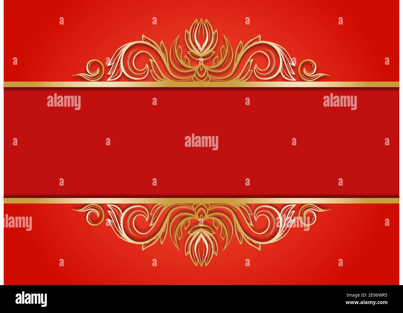 An Asian Style Red And Golden Greeting Card Background Template Stock ...