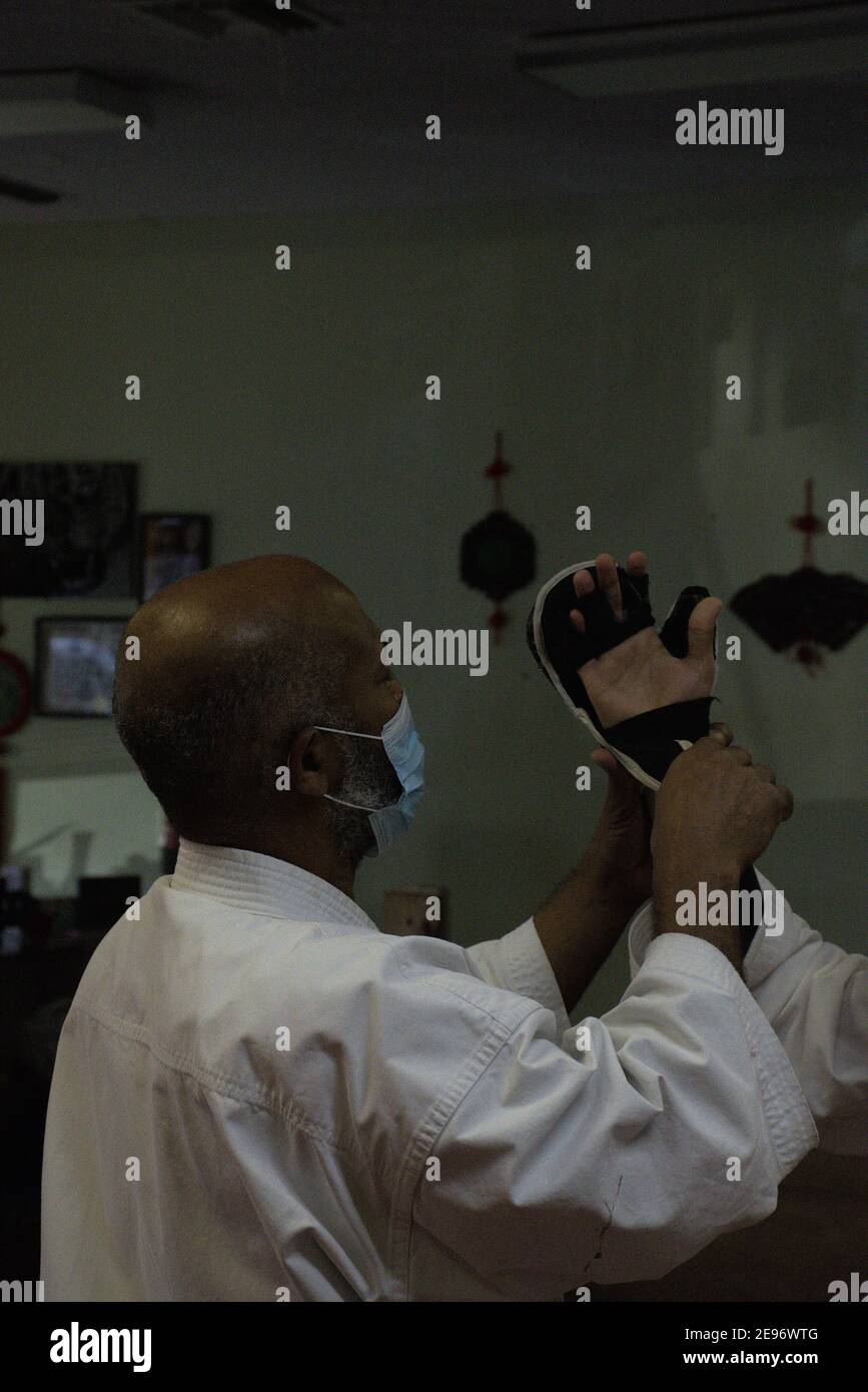 This action photo is of my son and his classmates in a Karate class ...
