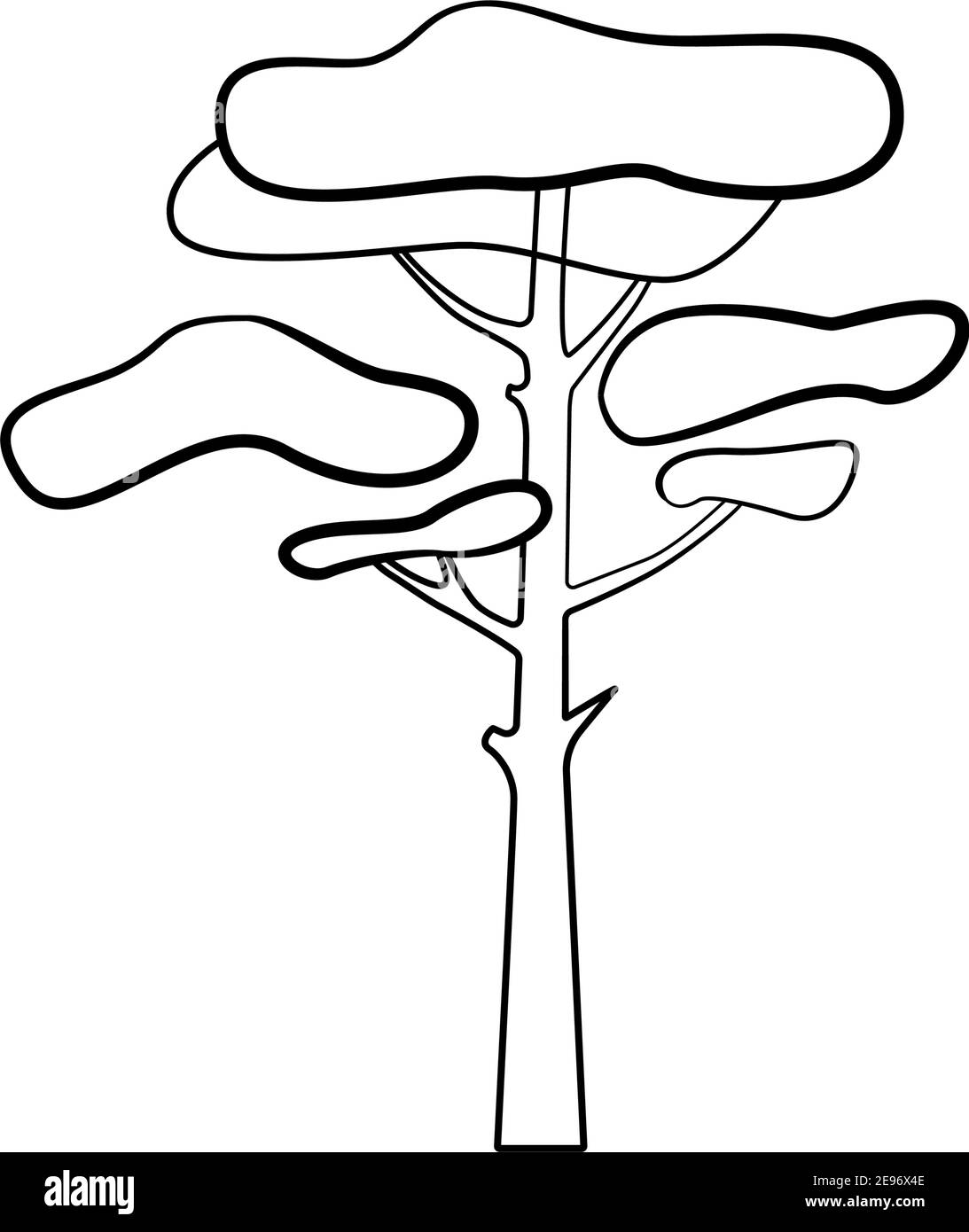 Doodle pine. Hand draw tree, sketch vector illustration Stock Vector ...