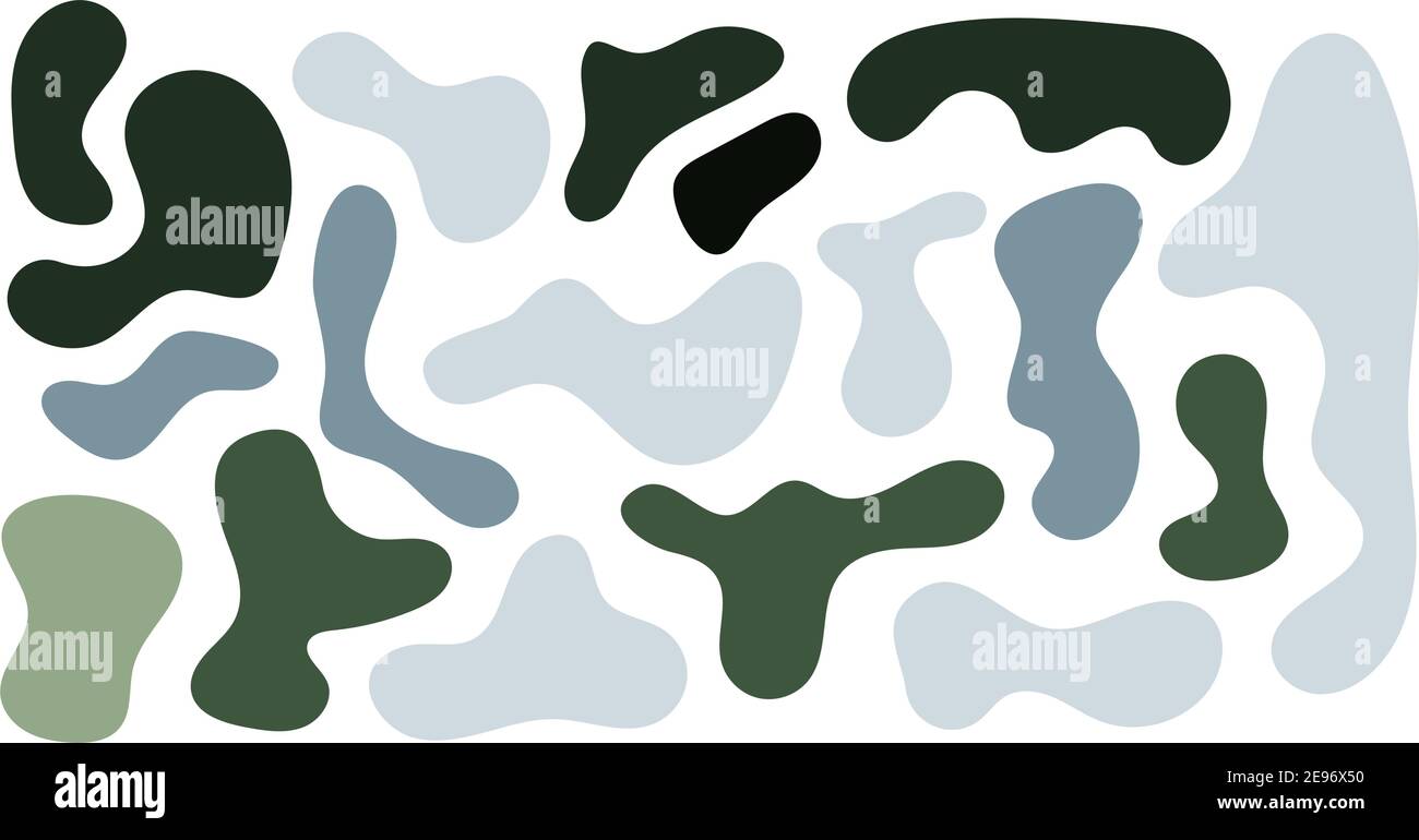 Green And Grey Rregular Blob Set Of Abstract Organic Shapes Abstract Irregular Random Blobs