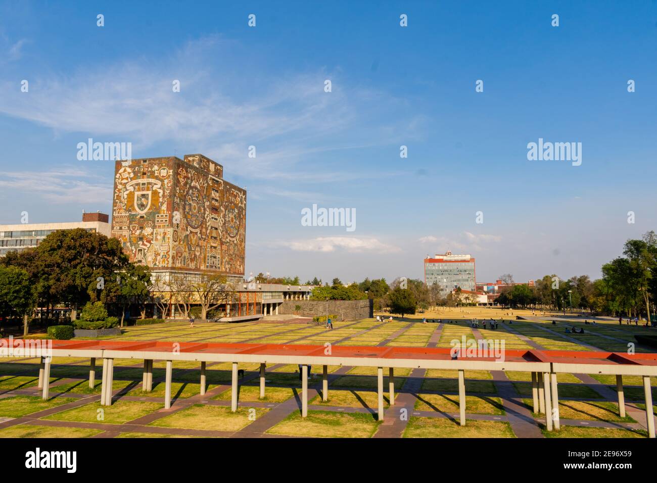 Mexican college yard with buildings in the distance Stock Photo - Alamy