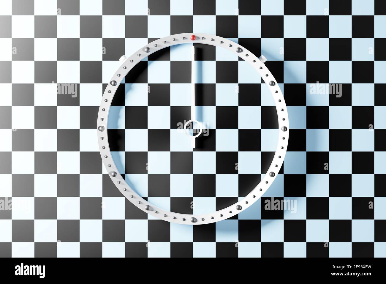 3d illustration of a round transparent clock without numbers with a ...