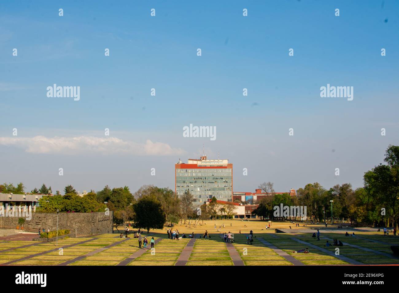Mexican college yard with buildings in the distance Stock Photo - Alamy