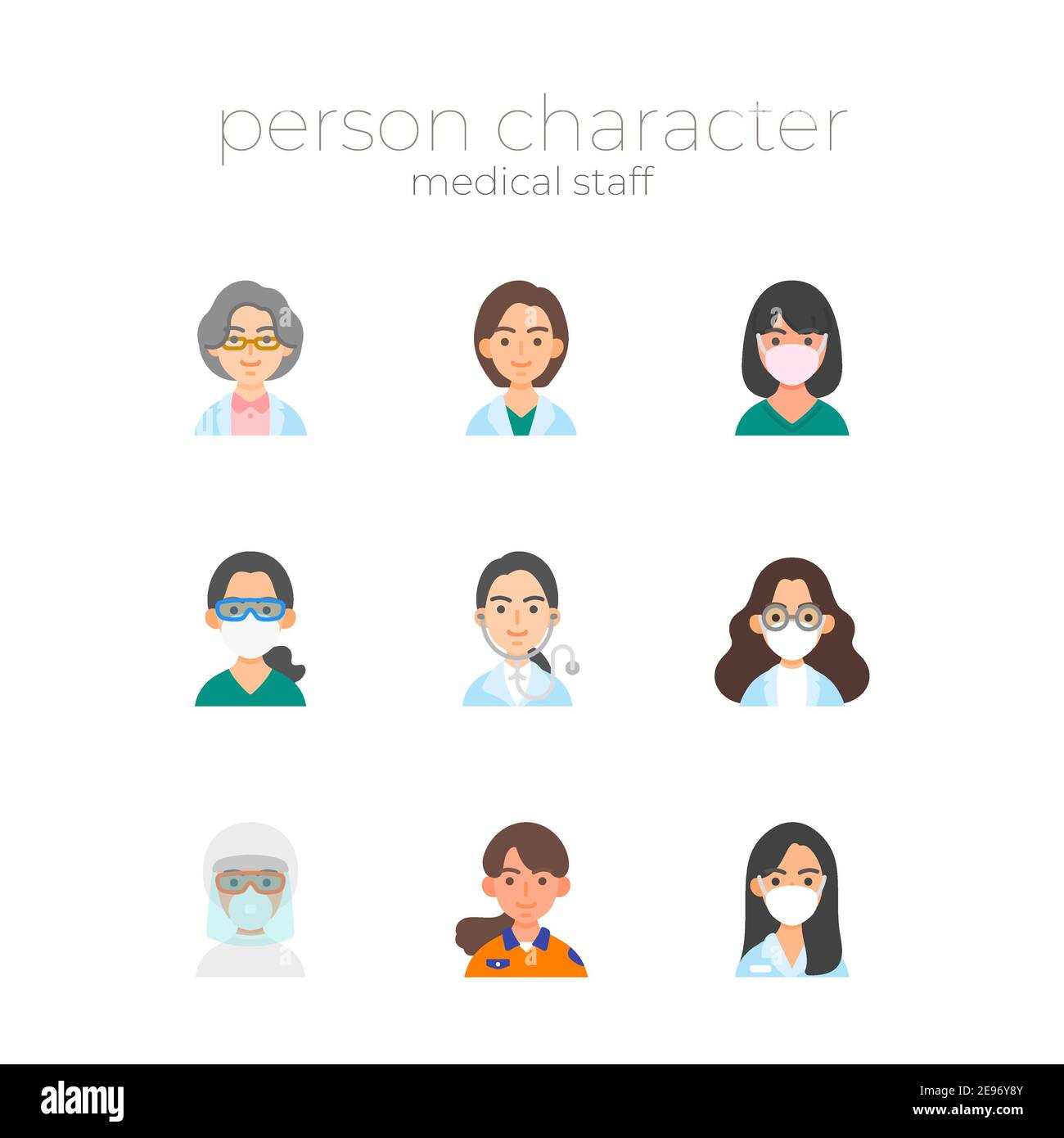 medical staff character icons Stock Photo - Alamy