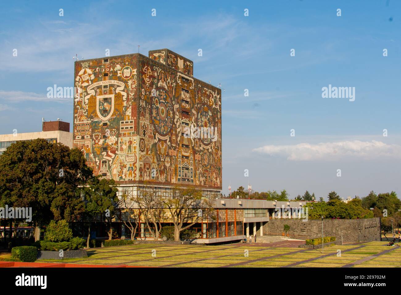 Beautiful library building and yard from Mexican college Stock Photo ...