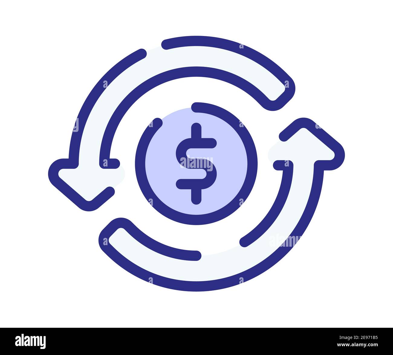 money flow turnover single isolated icon with dashed line style vector ...
