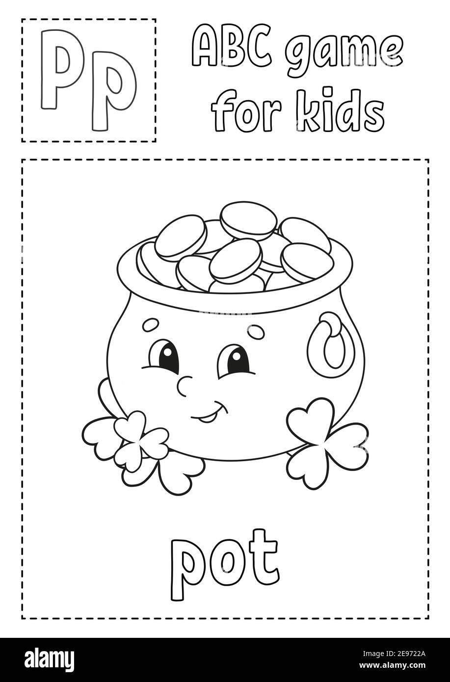 ABC game for kids. Alphabet coloring page. Cartoon character. Word and ...