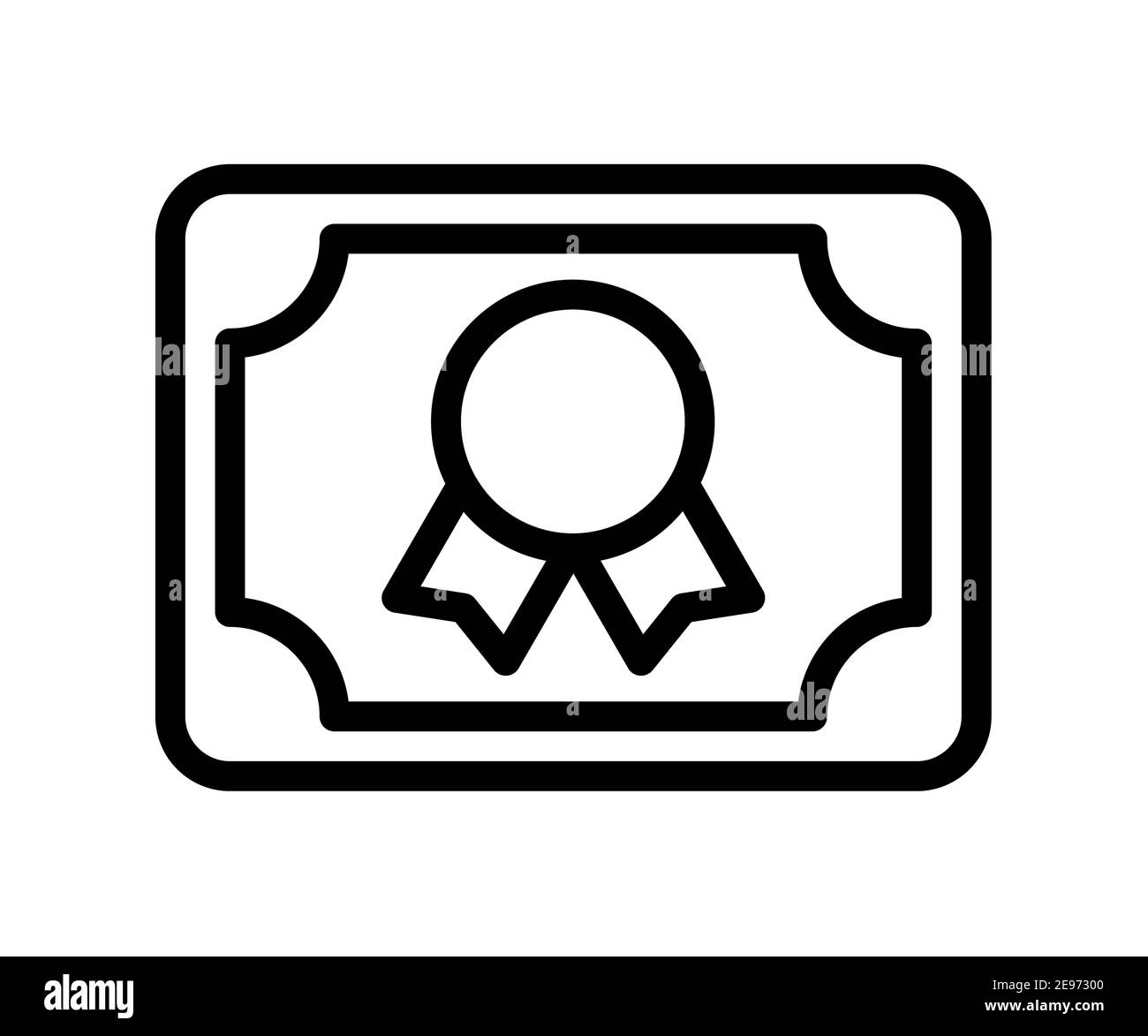 certificate award ribbon single isolated icon with outline style vector ...