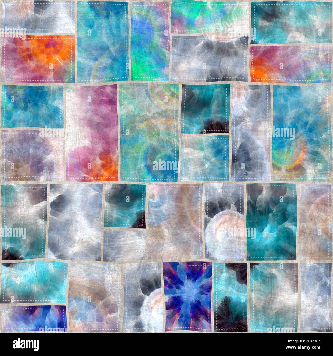 Seamless patchwork collage mix quilt pattern print Stock Photo - Alamy