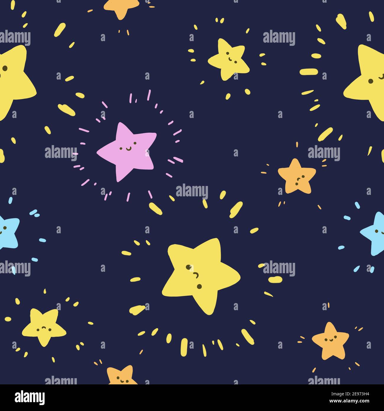 a cute little stars pattern. doodle cartoon on blue background ...