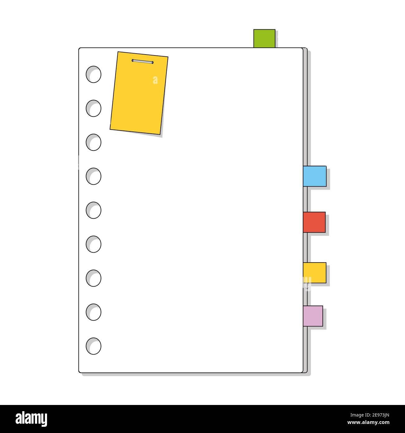 Sheet template. Notebook, notepad, diary. Color image. Isolated vector ...