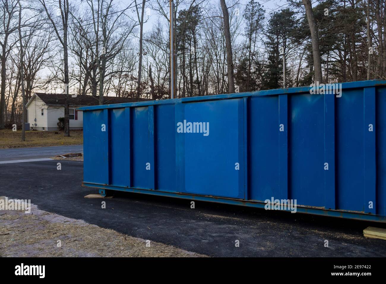 Construction trash dumpsters on metal container, house renovation Stock ...