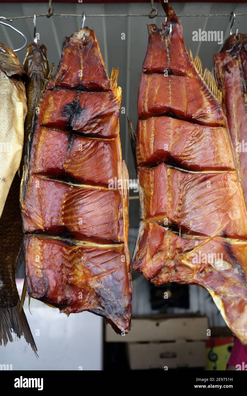 Smoked fish hanging stall hi-res stock photography and images - Alamy