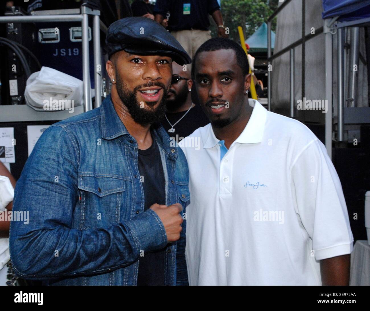 Common and Diddy (Sean Combs) backstage at Central Park Summerstage in ...