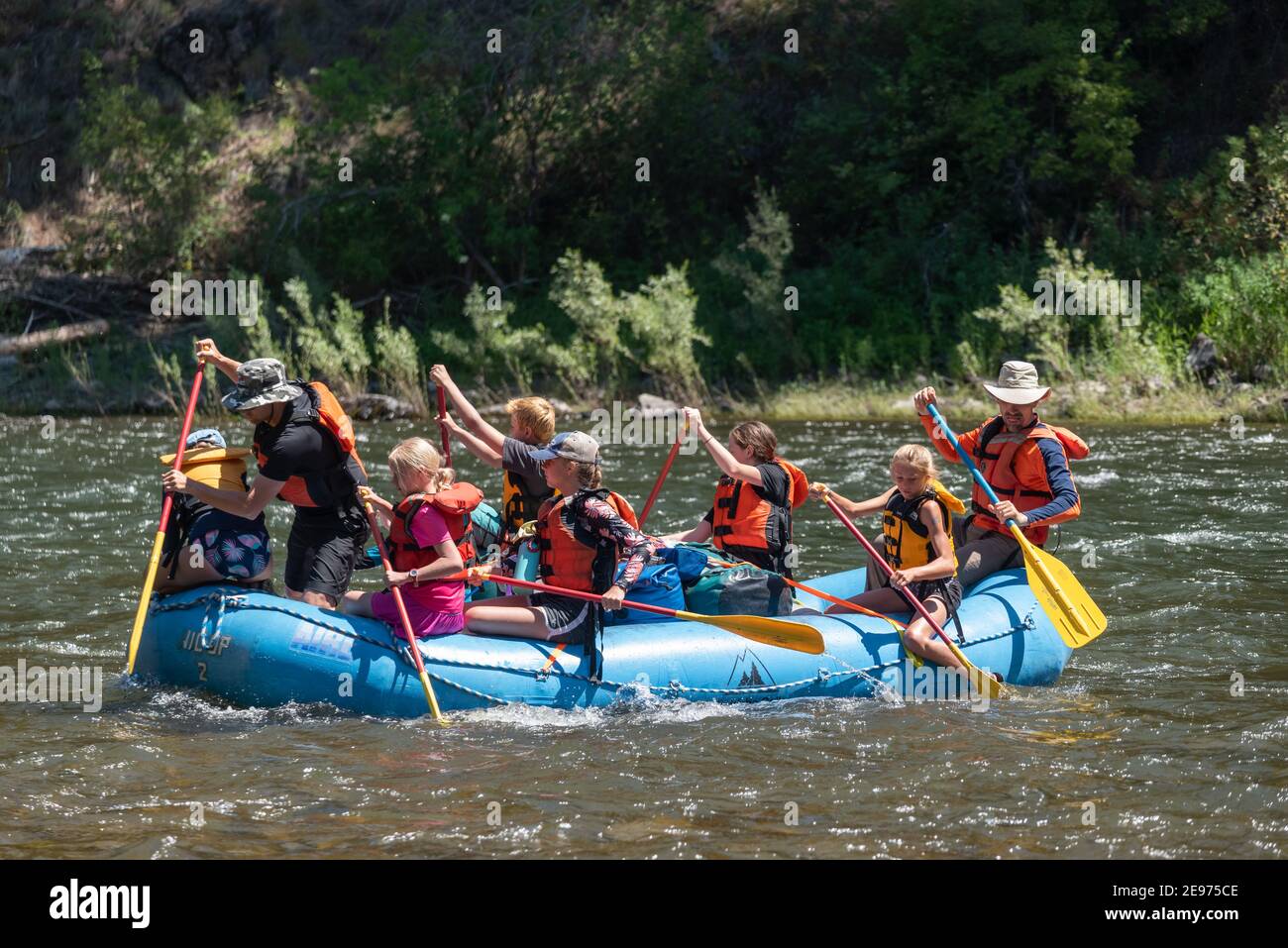Paddle rafting on Oregon's Grande Ronde River Stock Photo - Alamy