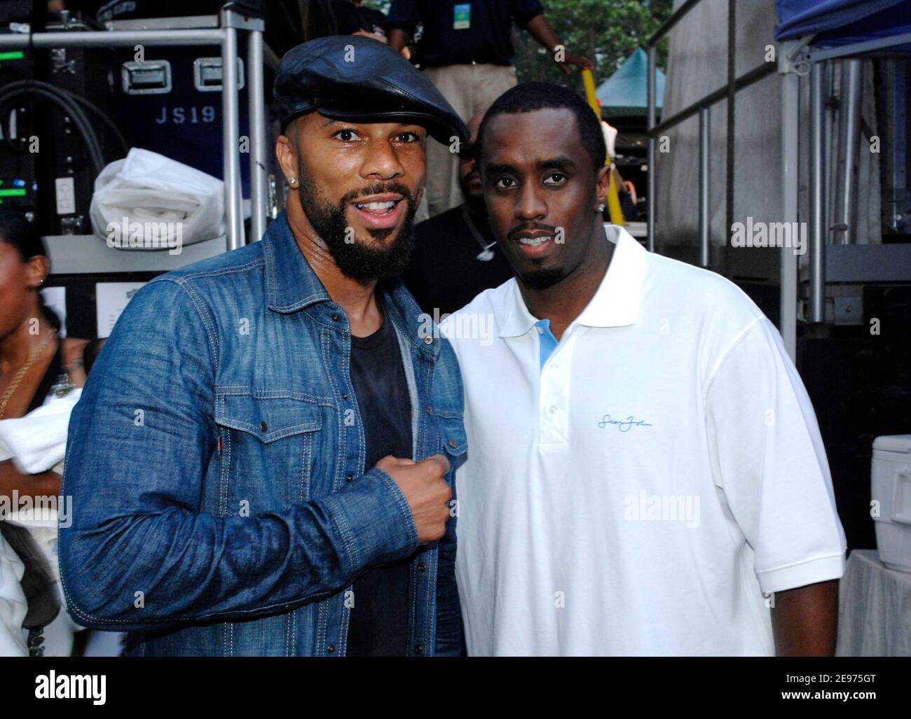 Common and Diddy (Sean Combs) backstage at Central Park Summerstage in ...