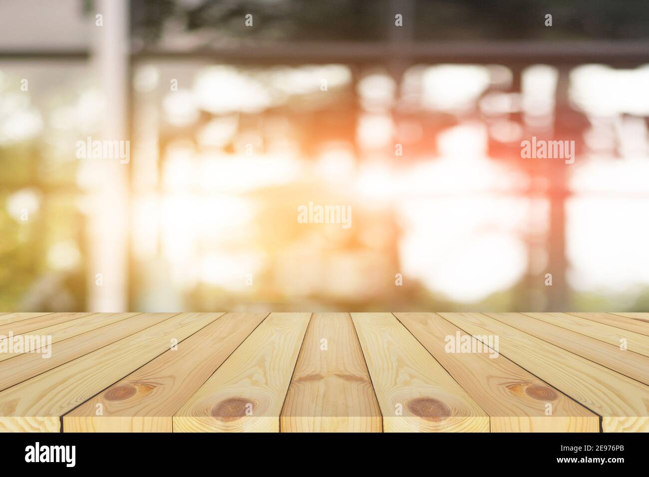 Wood wooden empty copy spec table café background Stock Photo - Alamy