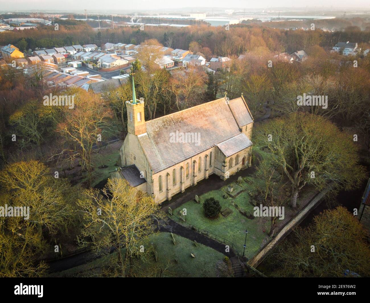 Holy Trinity Church as seen from above in Washington Village, Tyne ...