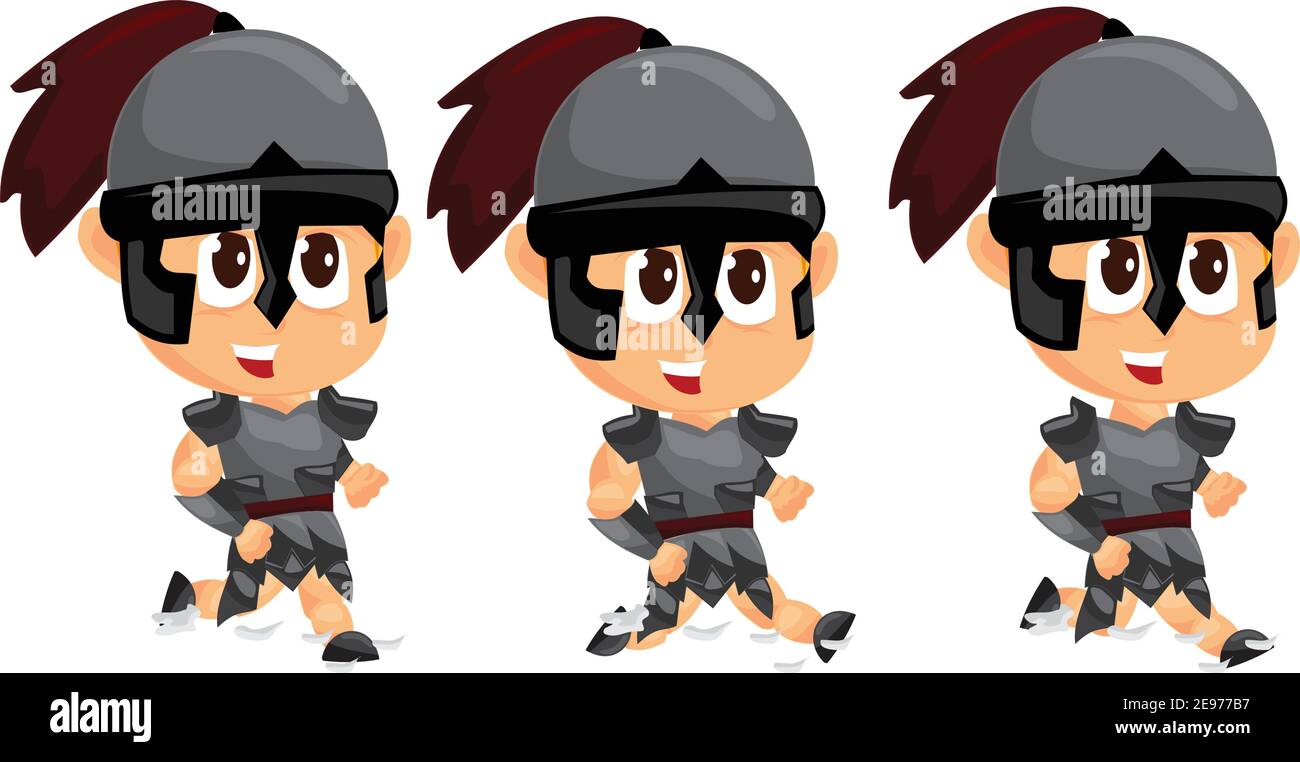Spartan Cartoon Slide Game Character Animation Sprite Template Stock ...