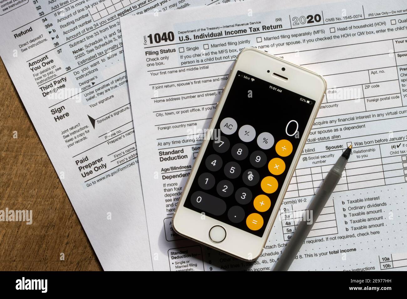 The form 1040, U.S. individual income tax return for the year 2020, an ...