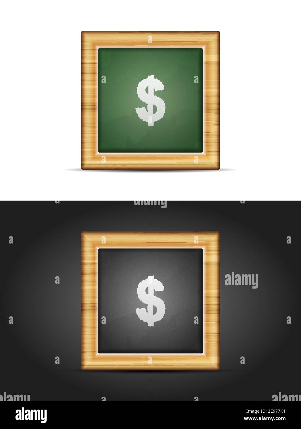 Dollar sign on chalkboard set. Vector illustration Stock Vector Image ...