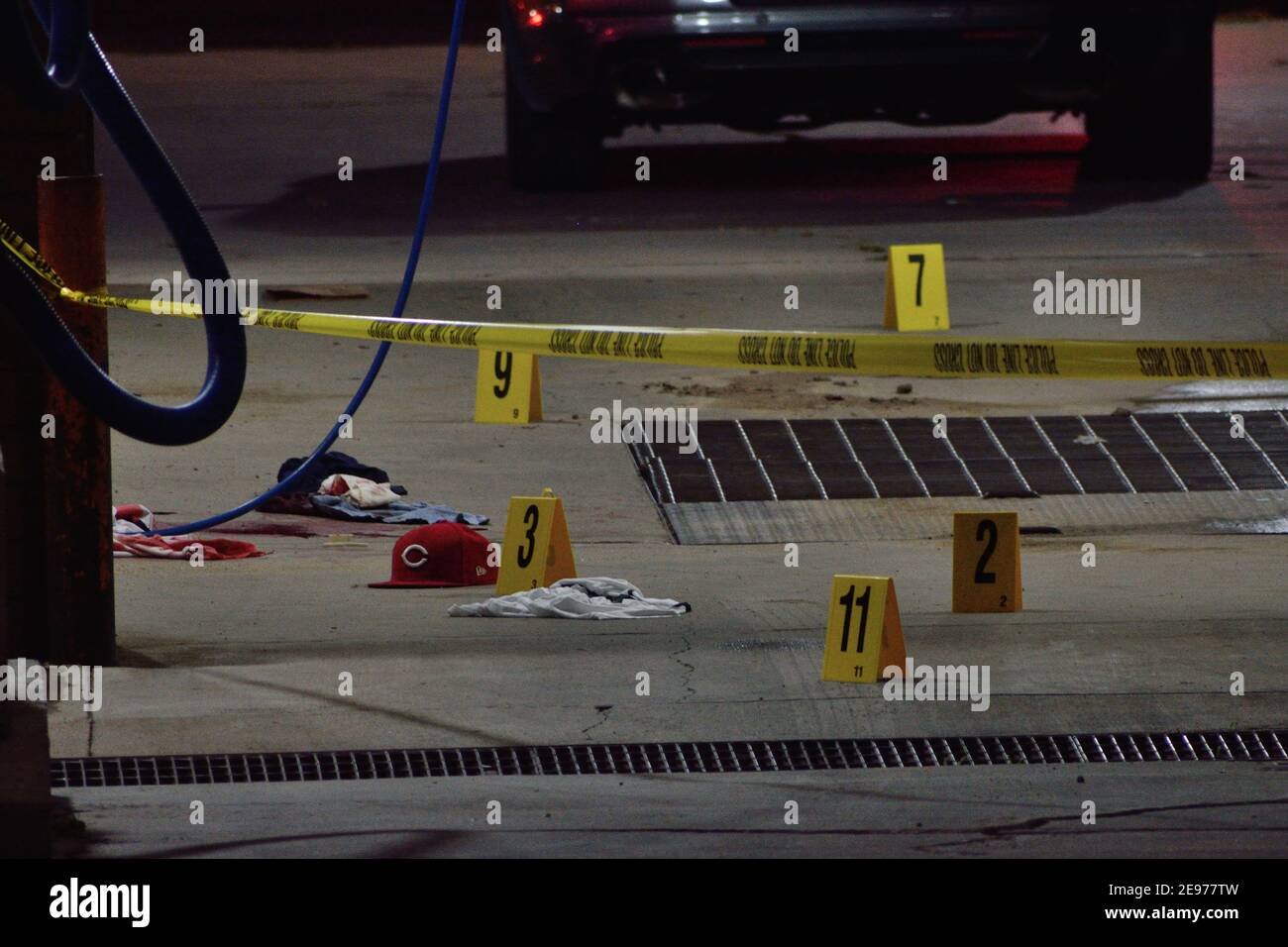 Raton, New Mexico, USA. 29 August, 2020. 11 pm. A ball cap, bloody ...