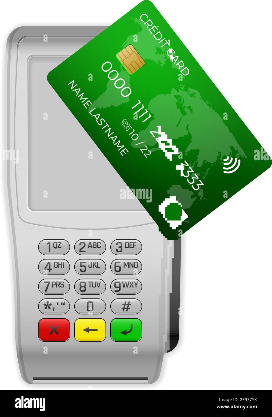 Payment terminal and credit card on a white background Stock Vector ...