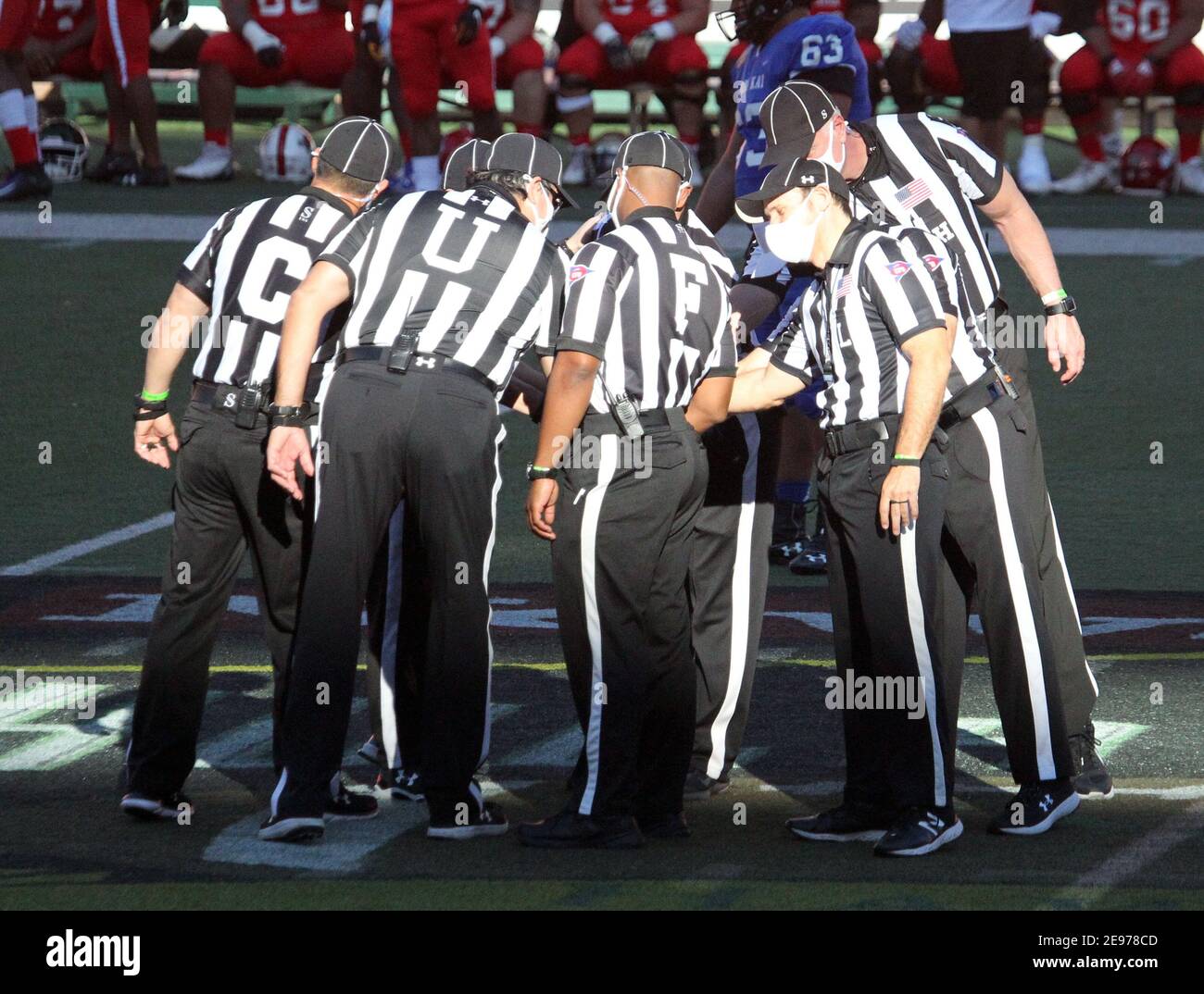 January 31, 2021 - The referees huddle prior to kickoff at the Hula ...
