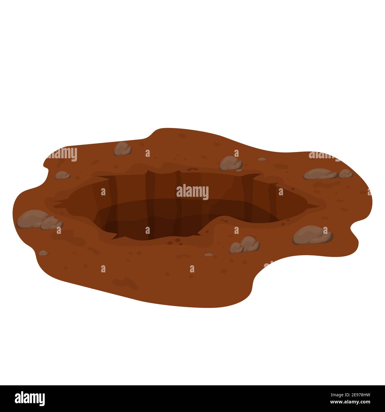 Hole in ground, pit in cartoon style isolated on white background ...
