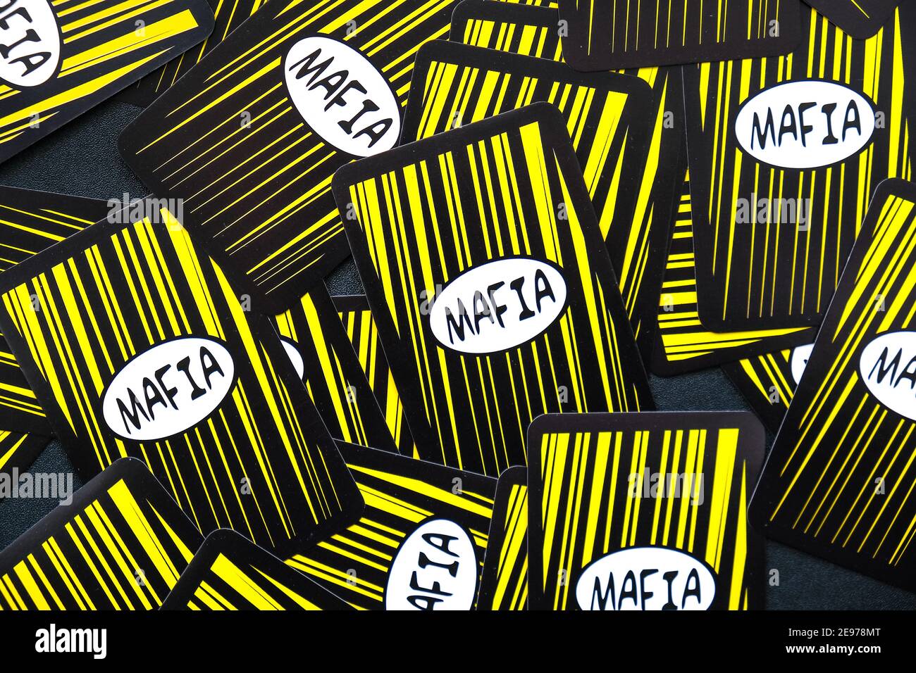 Kiev, Ukraine - 20 January 2021. Mafia game. Playing cards with mafia ...