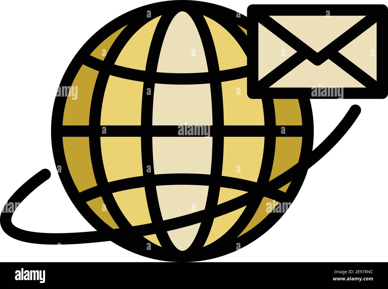 Global post letter icon. Outline global post letter vector icon for web ...
