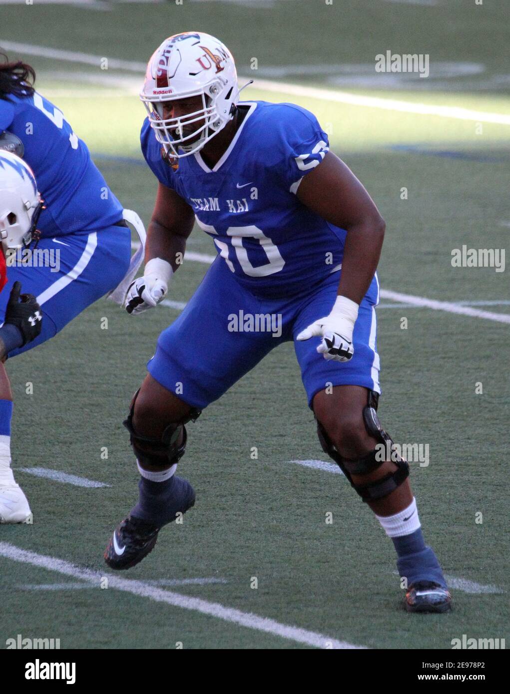 January 31, 2021 - Louisiana-Monroe Warhawks offensive lineman Tyler ...