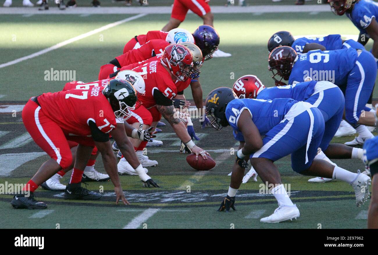 January 31, 2021 - The line of scrimmage during the Hula Bowl at Aloha ...