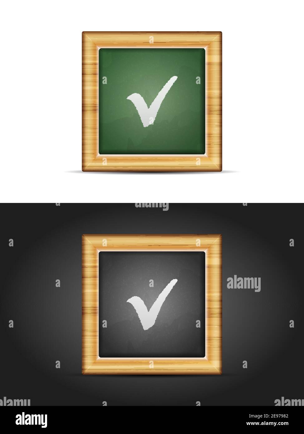 Check mark sign on chalkboard set. Vector illustration Stock Vector ...