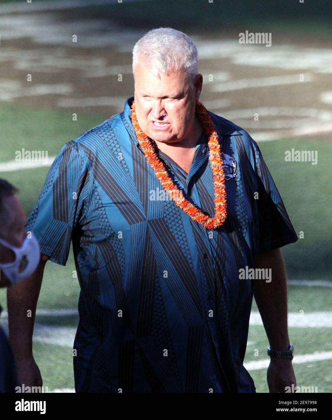 January 31, 2021 - Coach Rex Ryan during the Hula Bowl at Aloha Stadium ...