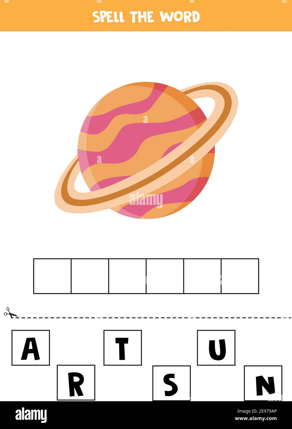 Spell the word Saturn. Vector illustration of planet Saturn. Spelling ...