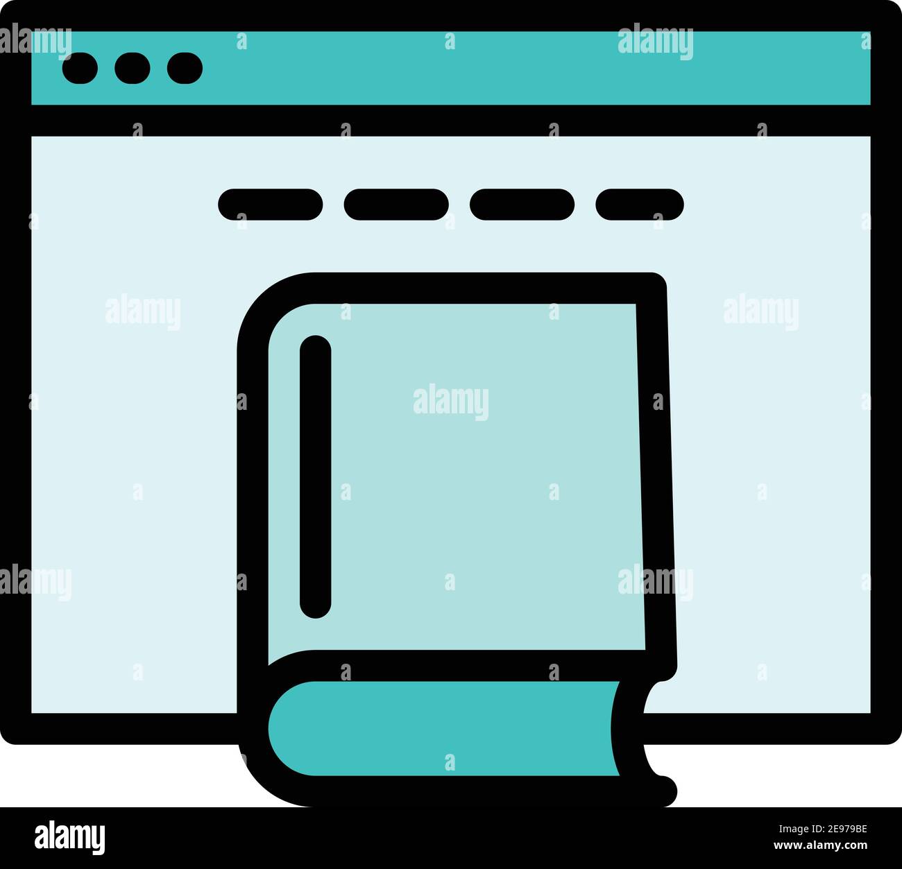 Interactive learning web page icon. Outline interactive learning web ...