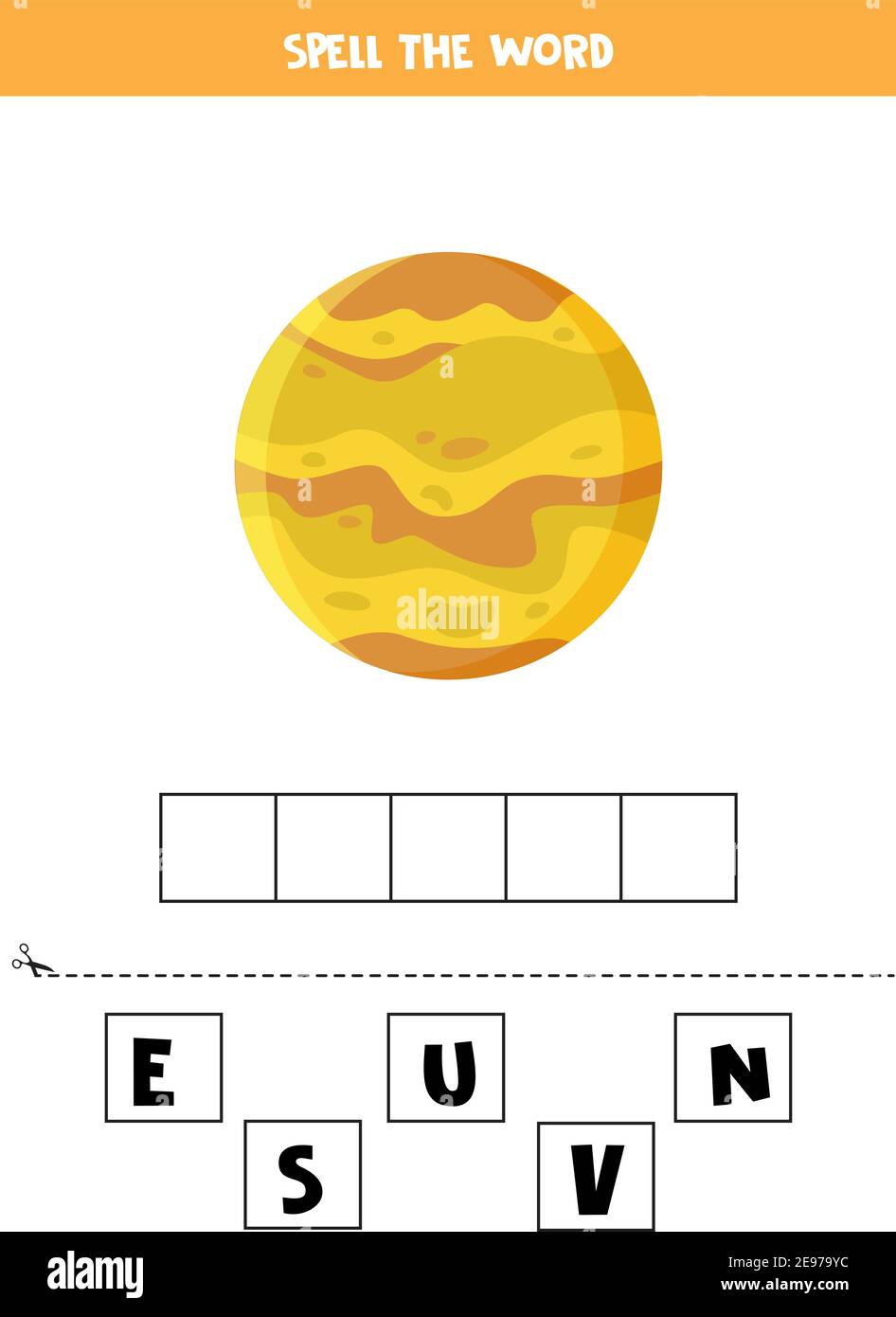 Spell the word Venus. Vector illustration of planet Venus. Spelling ...