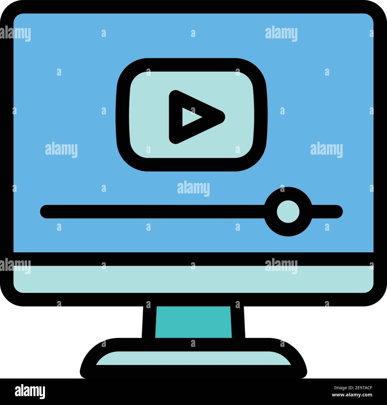 Interactive learning video icon. Outline interactive learning video ...