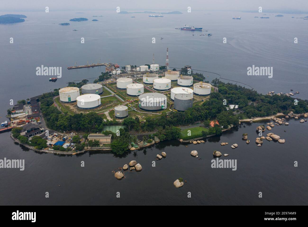 Oil refinery factory and oil storage tank. Petrochemical Industrial ...