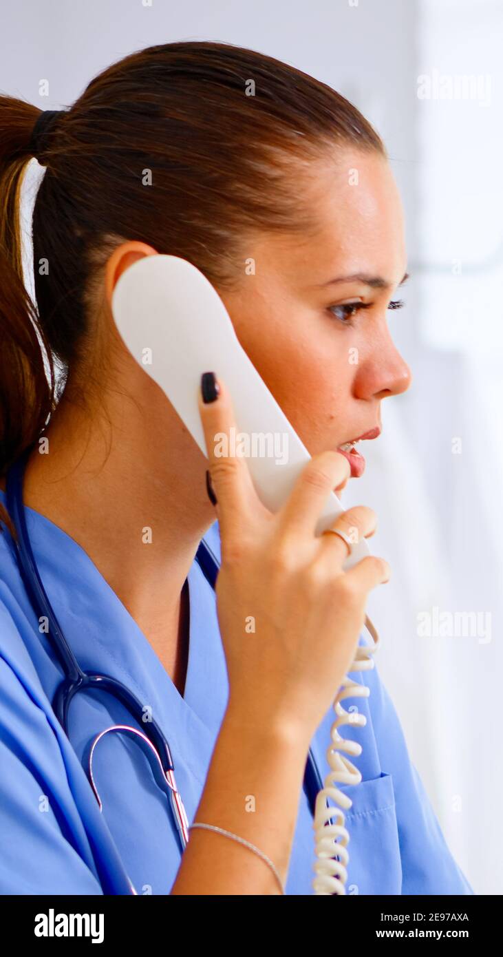 Specialist doctor nurse checking appointment during telehealth ...