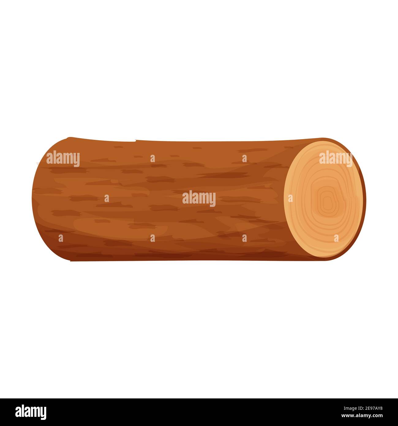 Tree log, wooden material in flat cartoon style isolated on white ...