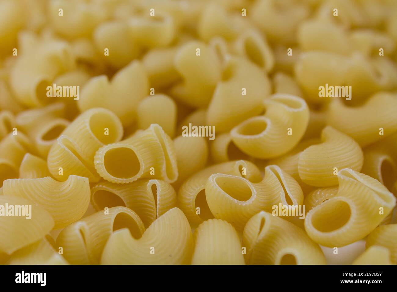 Italian pasta made from flour sprinkled on the table in a large ...