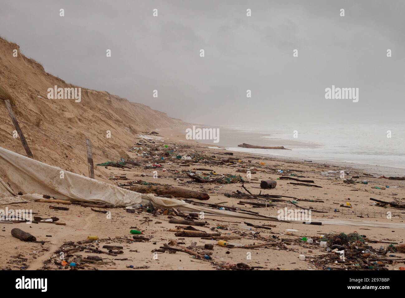 Plastic pollution on a beach in South West of France Stock Photo - Alamy