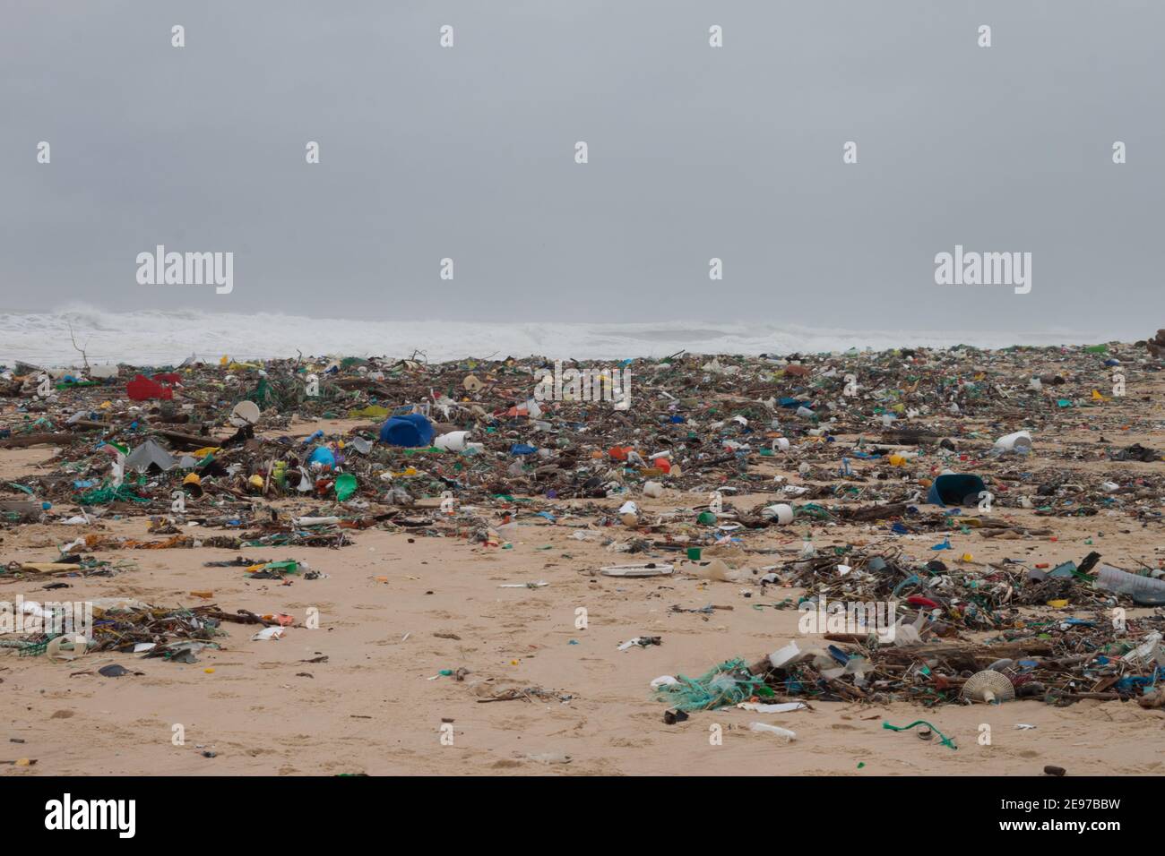 Plastic pollution on a beach in South West of France Stock Photo - Alamy