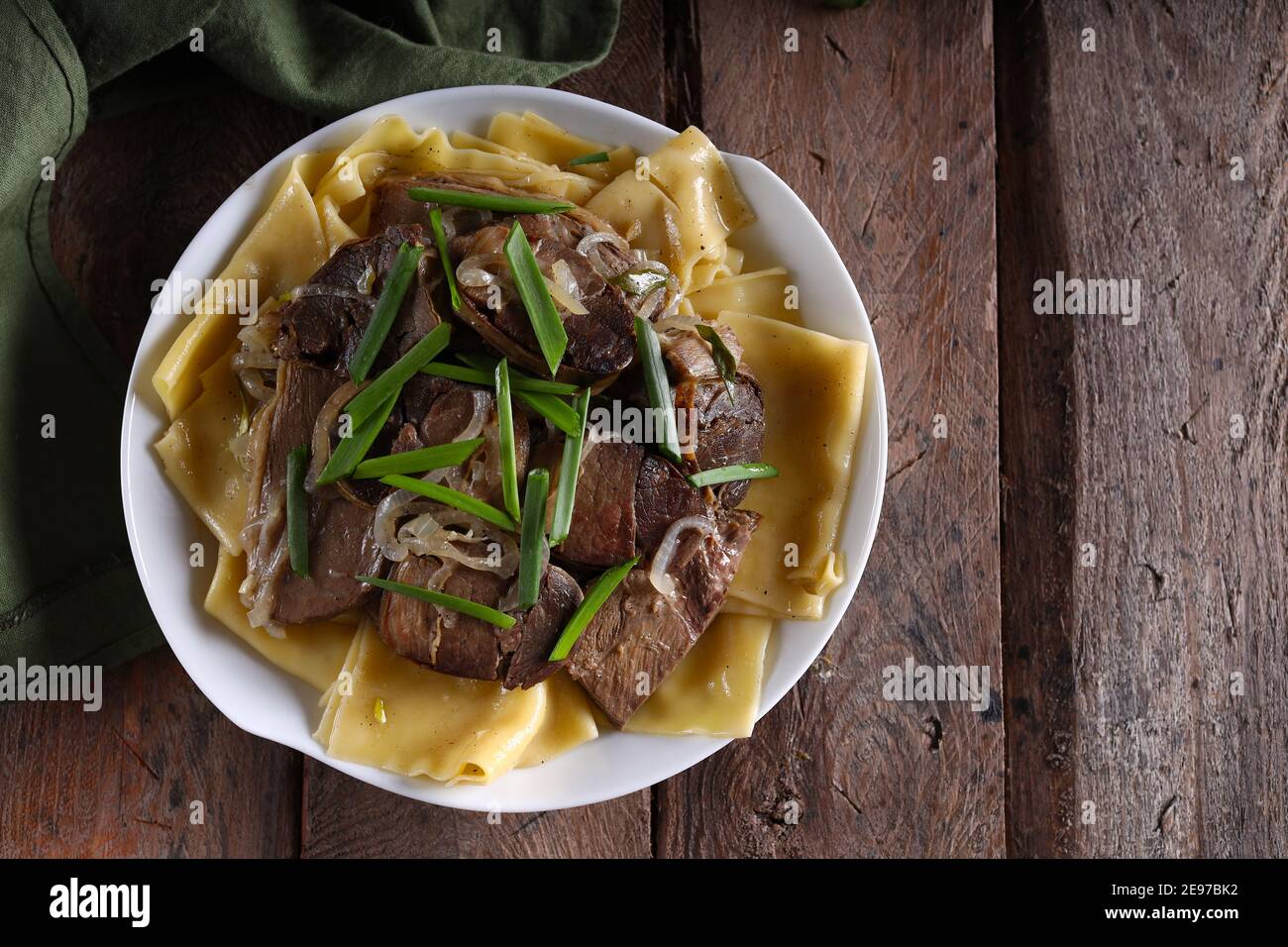 Asian Kazakh national dish beshbarmak Stock Photo - Alamy