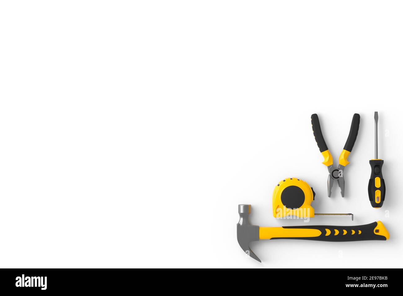 Set of construction tools for repair and installation on white ...