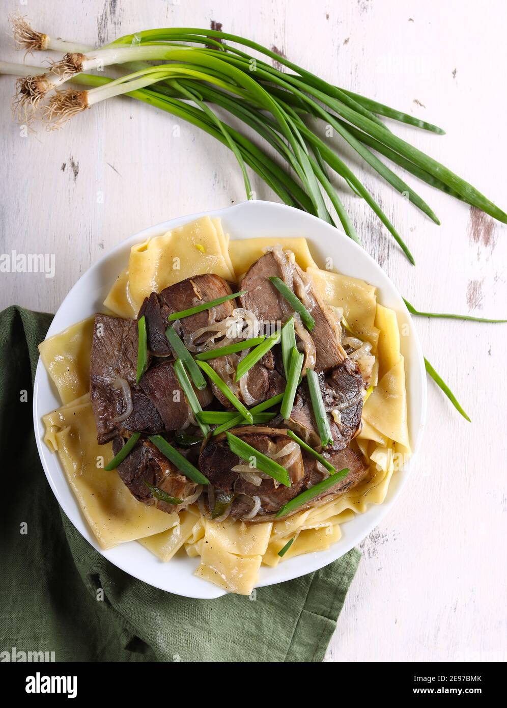 Asian Kazakh national dish beshbarmak Stock Photo - Alamy